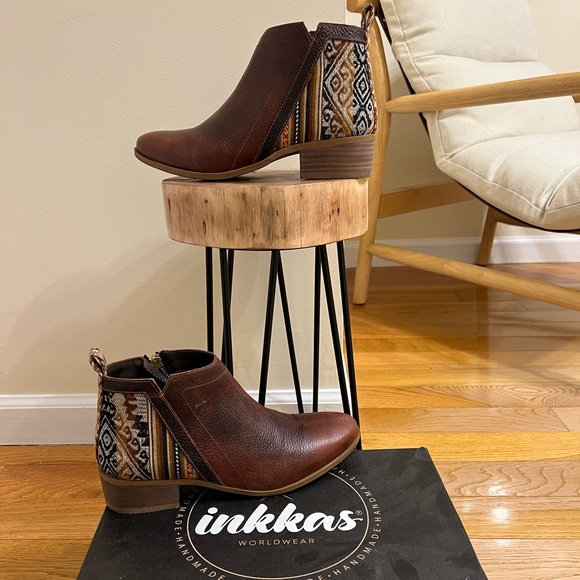 inkkas | Shoes | New Inkkas Leather Textile Booties Cute Boho Western ...